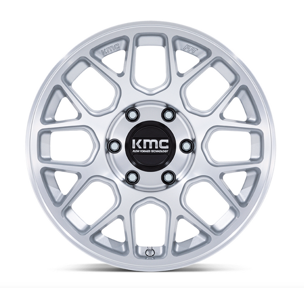 17x8.5 KMC Hatchet KM730 Gloss Silver w/Machined Face – Darkside Motoring